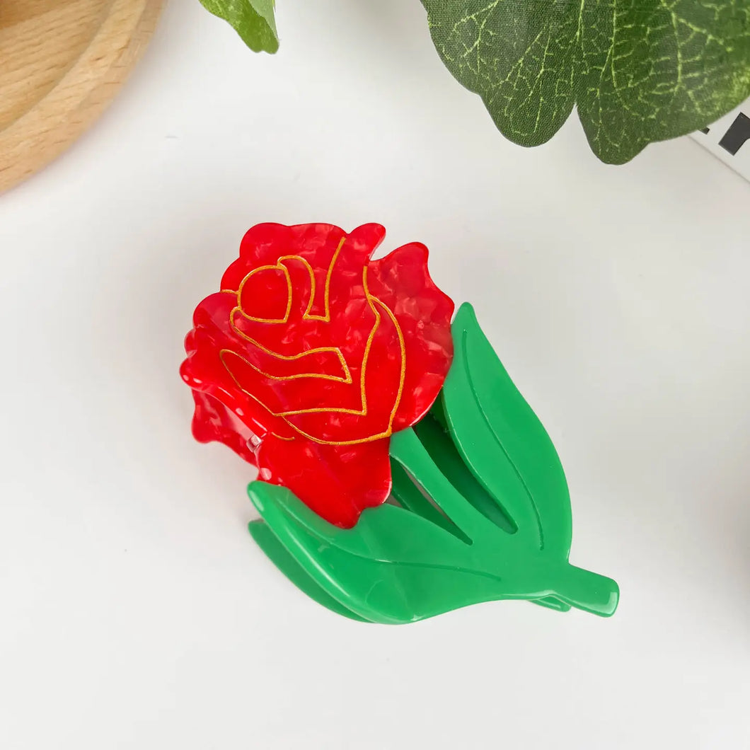THE DIVA SOAP | Elegant Rose Hair Clip | Red | LONDØNWORKS