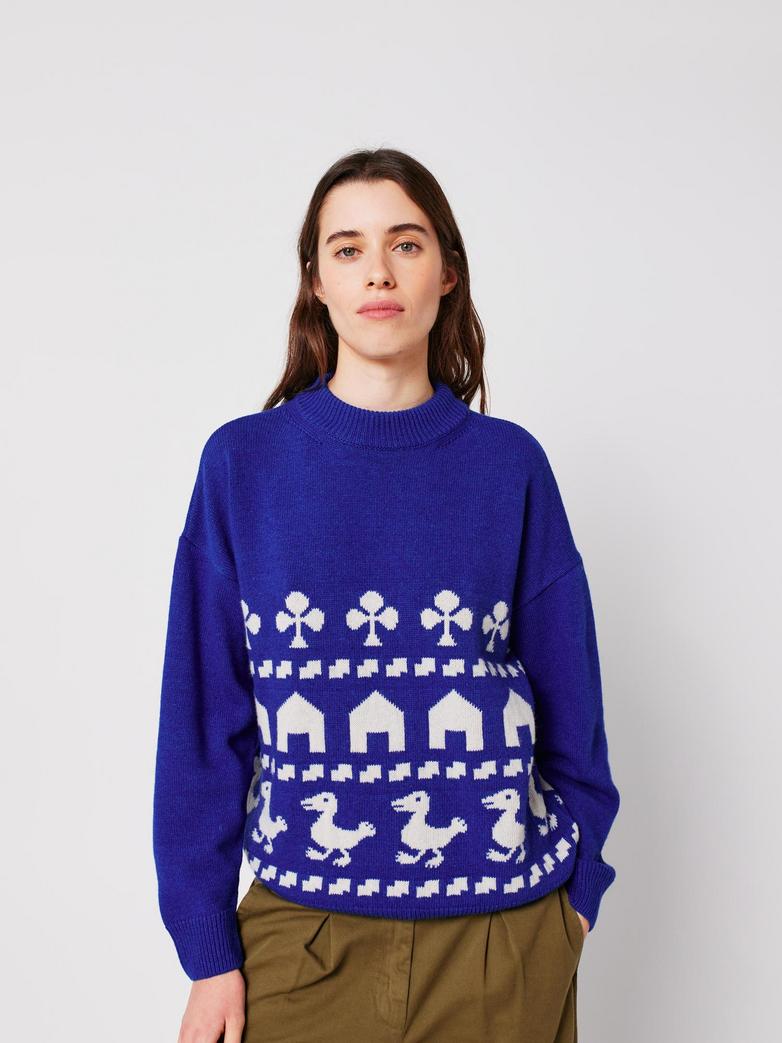 BOBO CHOSES | Farm jacquard oversize jumper | Blue | LONDØNWORKS